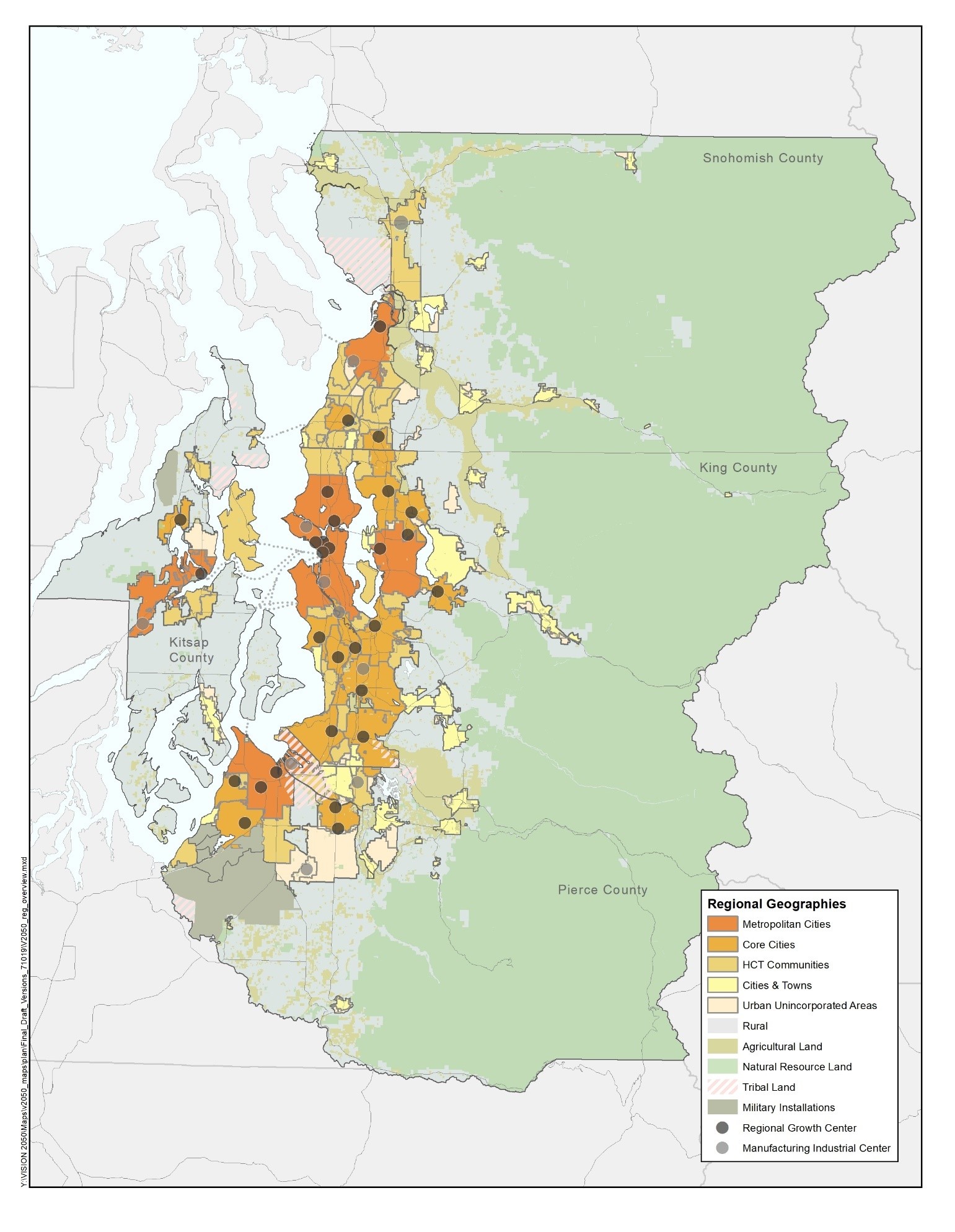 Regional Geographies Map - Draft VISION 2050 plan | Puget Sound Regional Council